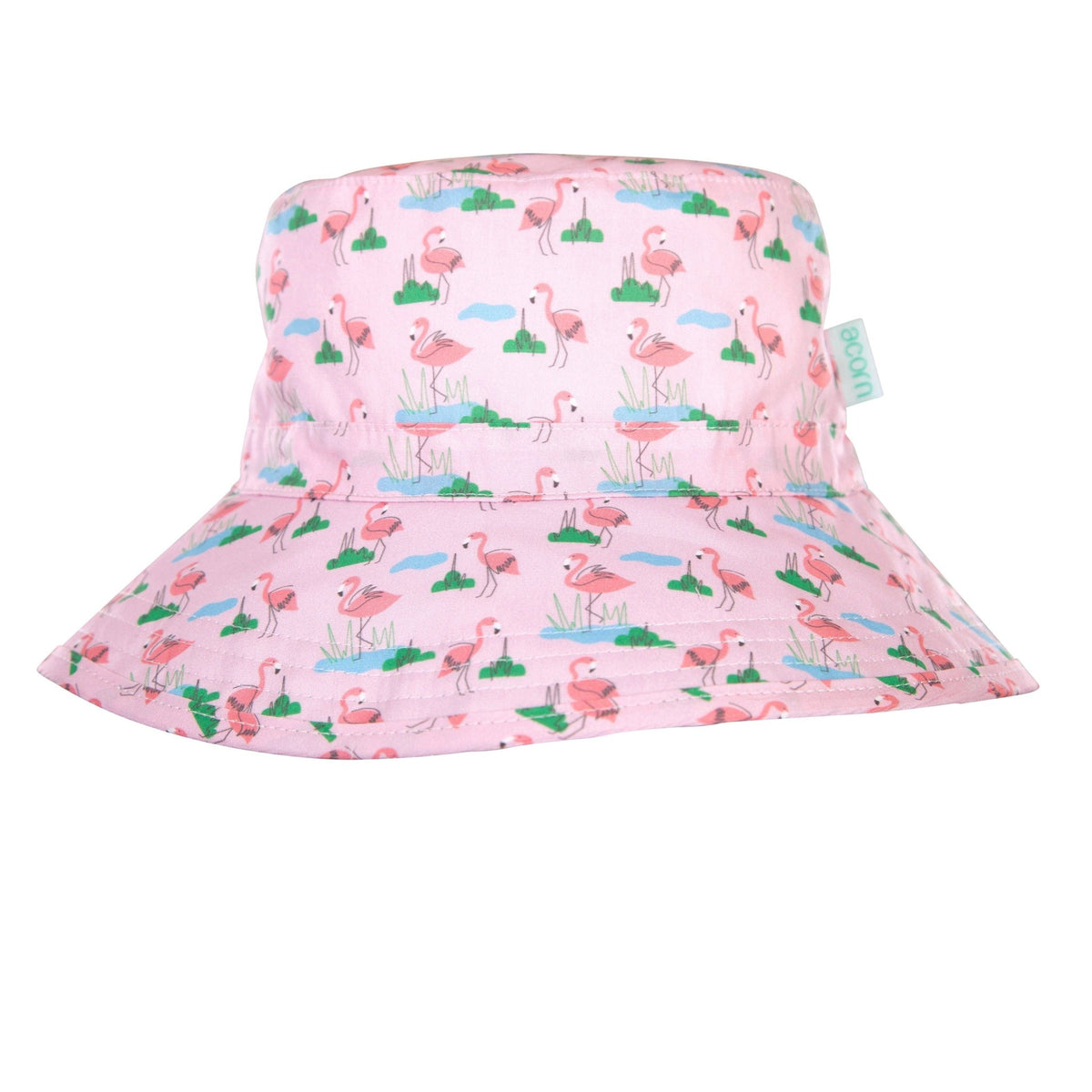 Dancing Flamingo Broad Brim Bucket Hat | Acorn Kids Sun Hats | Acorn Kids